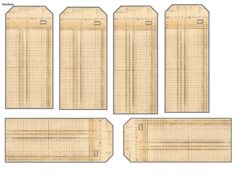 Printable Vintage Tan Ledger Tags 9-pages Digital Downloads | Etsy