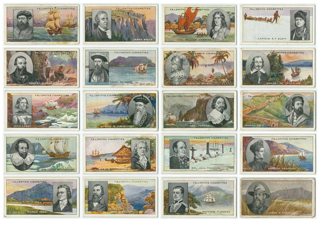 Explorer Printable Vintage Famous, Tea Cards, 3 Pages, Digital ...