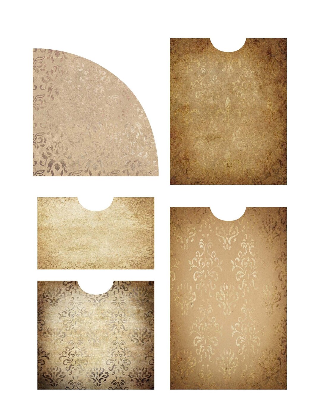 Vintage Damask 1 Multi Layered Pockets, Digital Download,, Ephemera ...