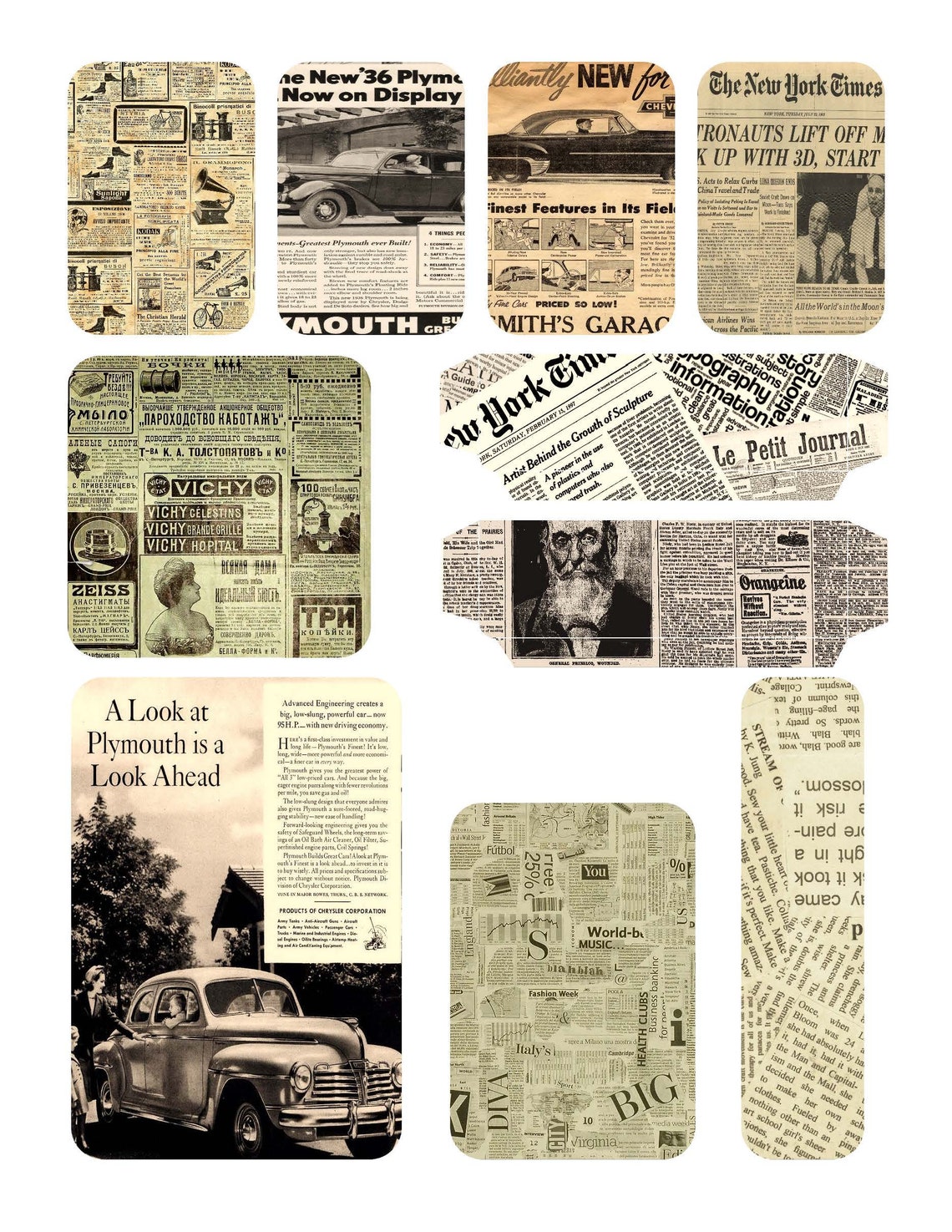 Vintage Newspaper File Folders & Ephemera Set, Digital Downloads ...