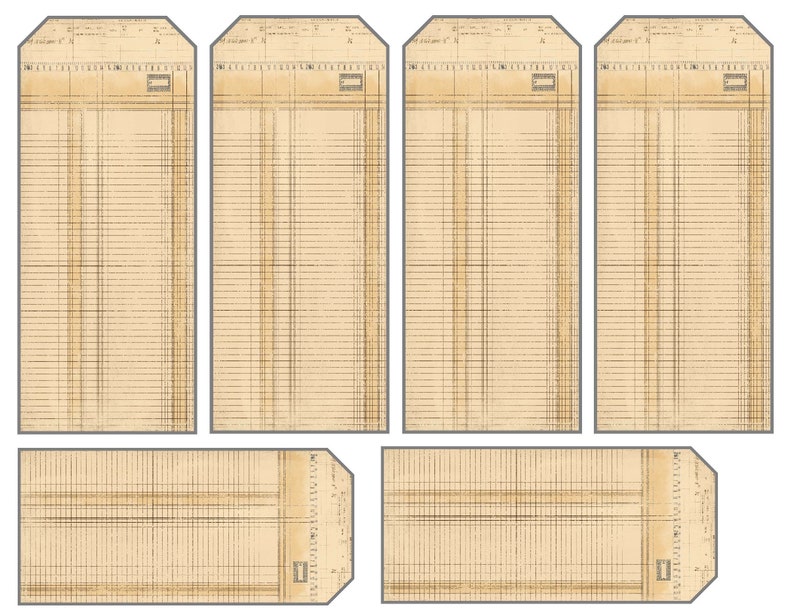 Printable Vintage Tan Ledger Tags 9-pages Digital Downloads - Etsy