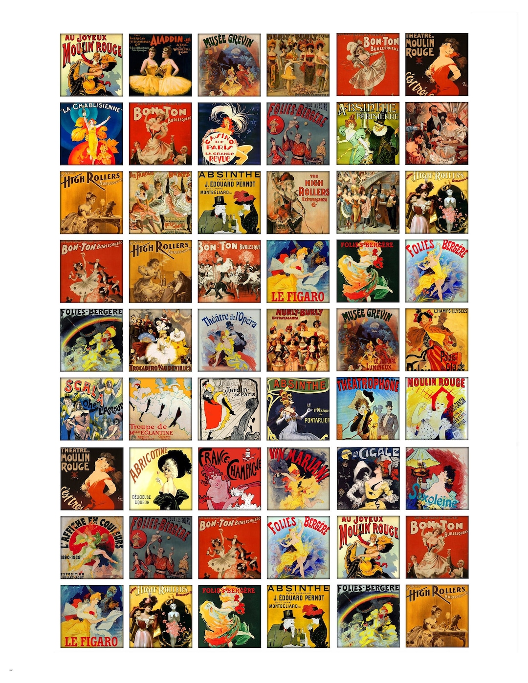 Vintage French Poster Squares, Digital Download Ephemera, Junk Journals ...