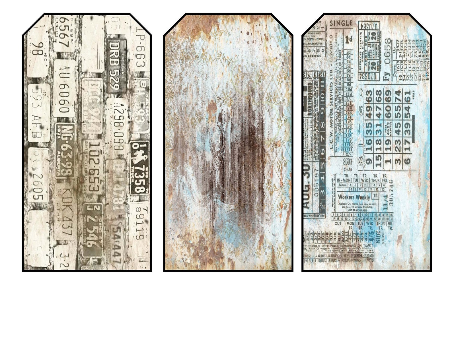 Printable Grunge Blue Tags 10 Pages With a Variety of Sizes - Etsy