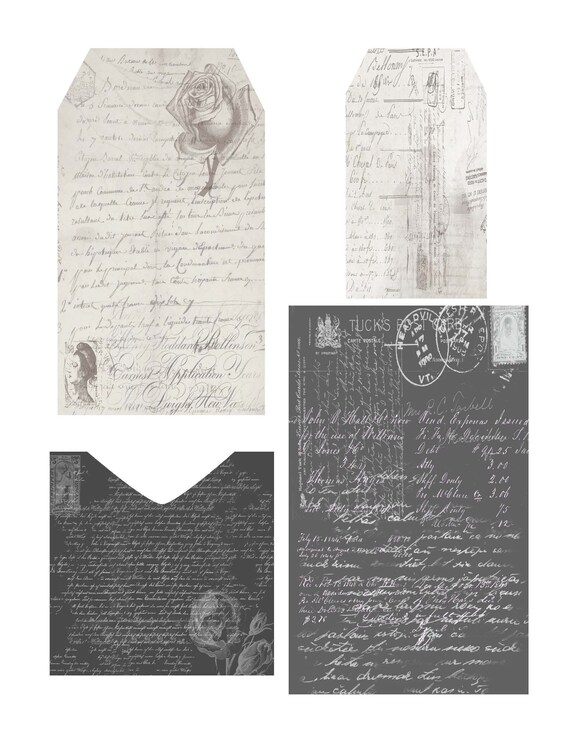 Antique Script Digital Pocket Digital Download Ephemera - Etsy