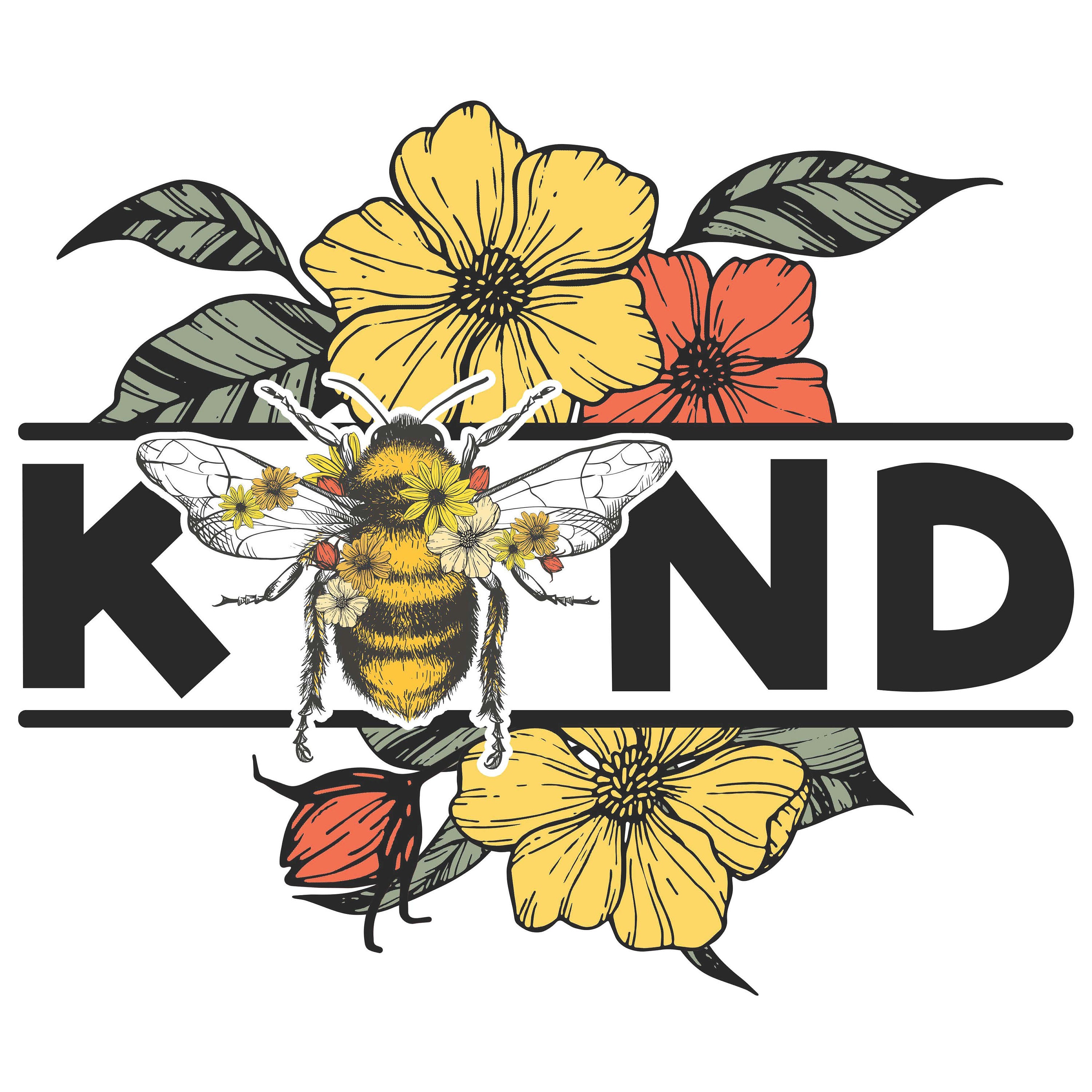 Bee Kind Wild Flower PNG Sublimation Downloads Digital - Etsy