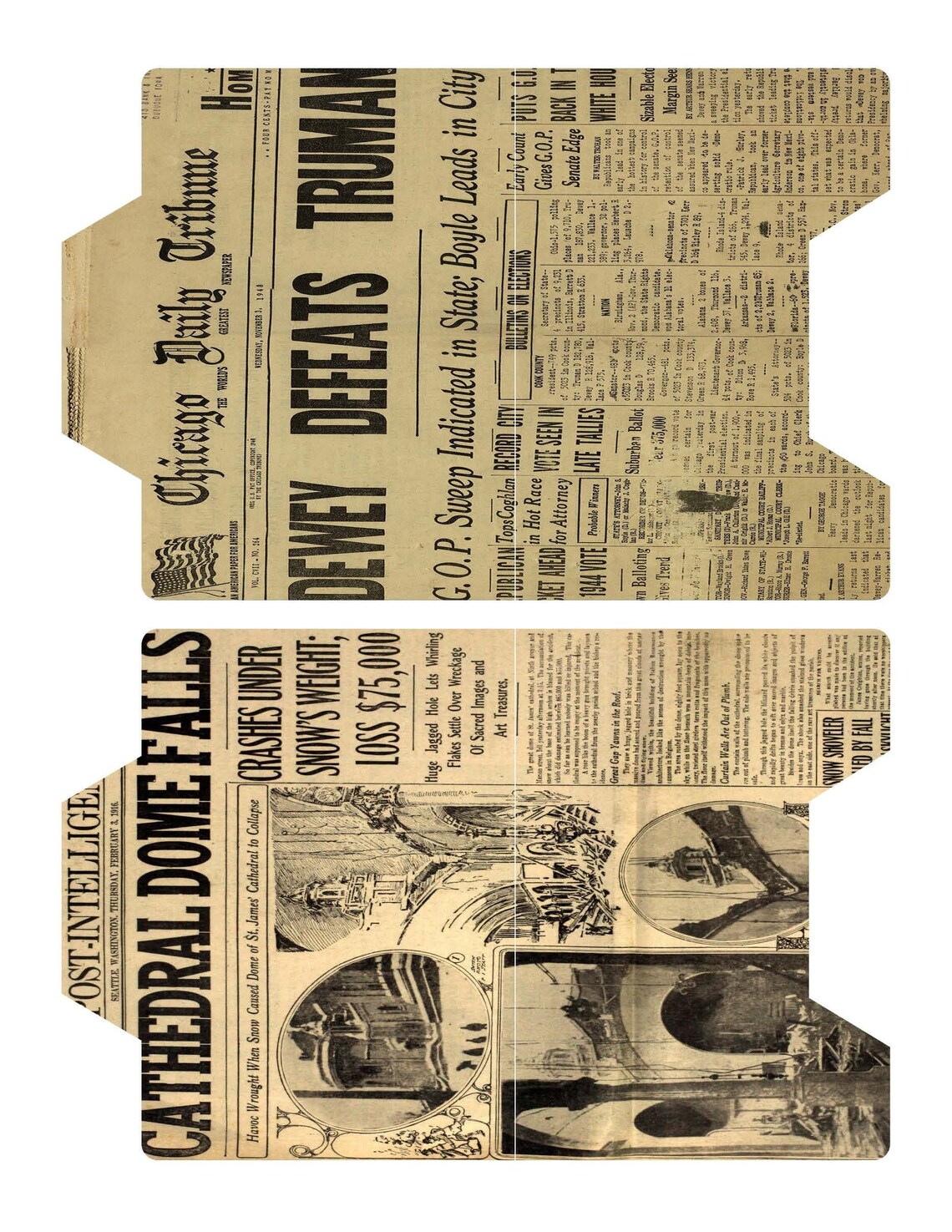 Vintage Newspaper File Folders & Ephemera Set, Digital Downloads ...