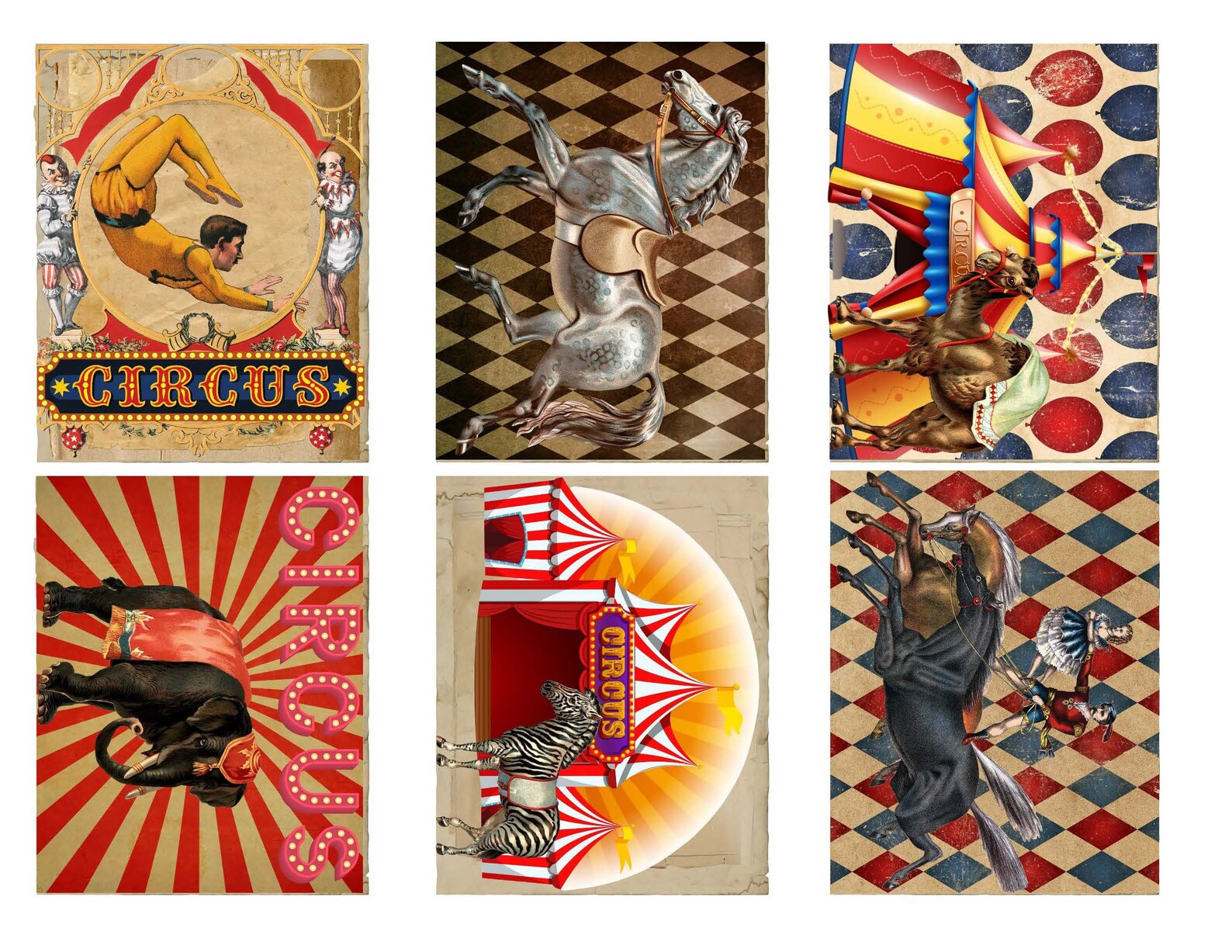 Circus Journal Cards, Digital Download, Ephemera, Loaded Pockets, Junk ...