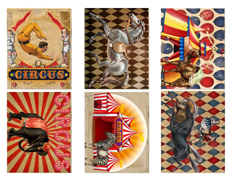 Circus Journal Cards Digital Download Ephemera Loaded - Etsy