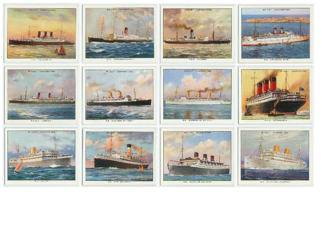 Famous British Liners, Tea Cards, 7 Pages, Digital Downloads, Ephemera ...