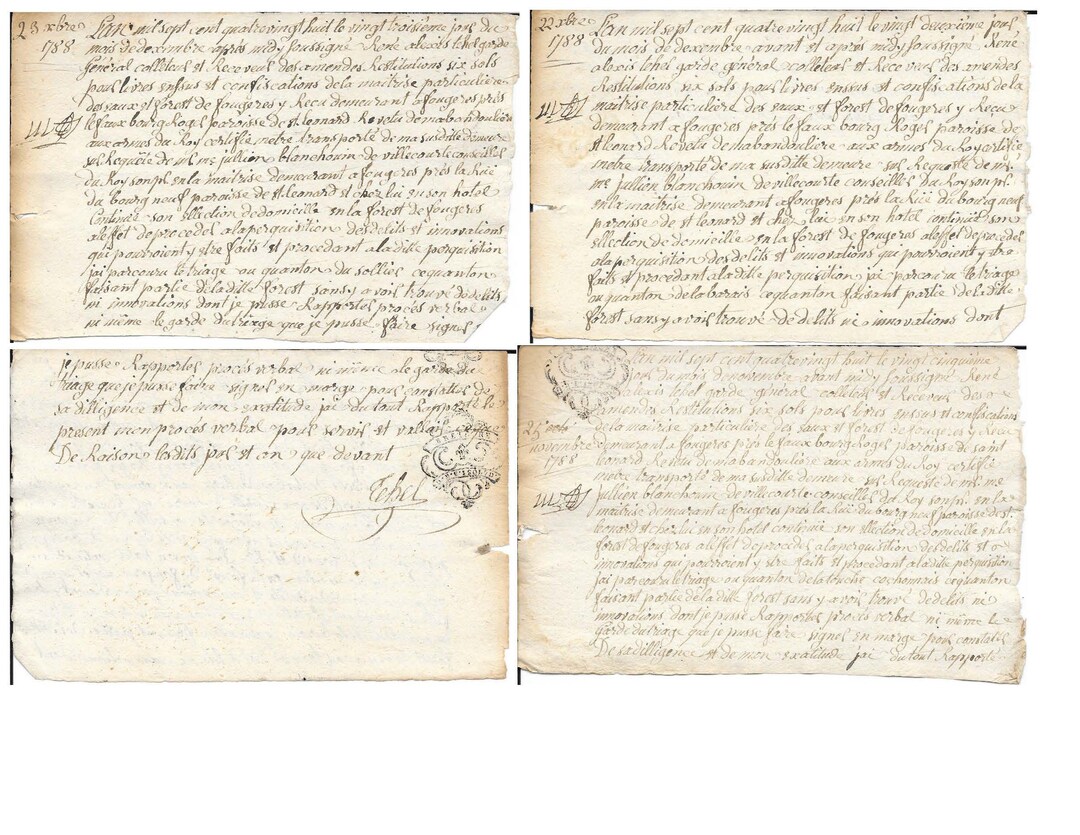 French 1700's Document, 3 Pages, Instant Download, Digital Downloads ...