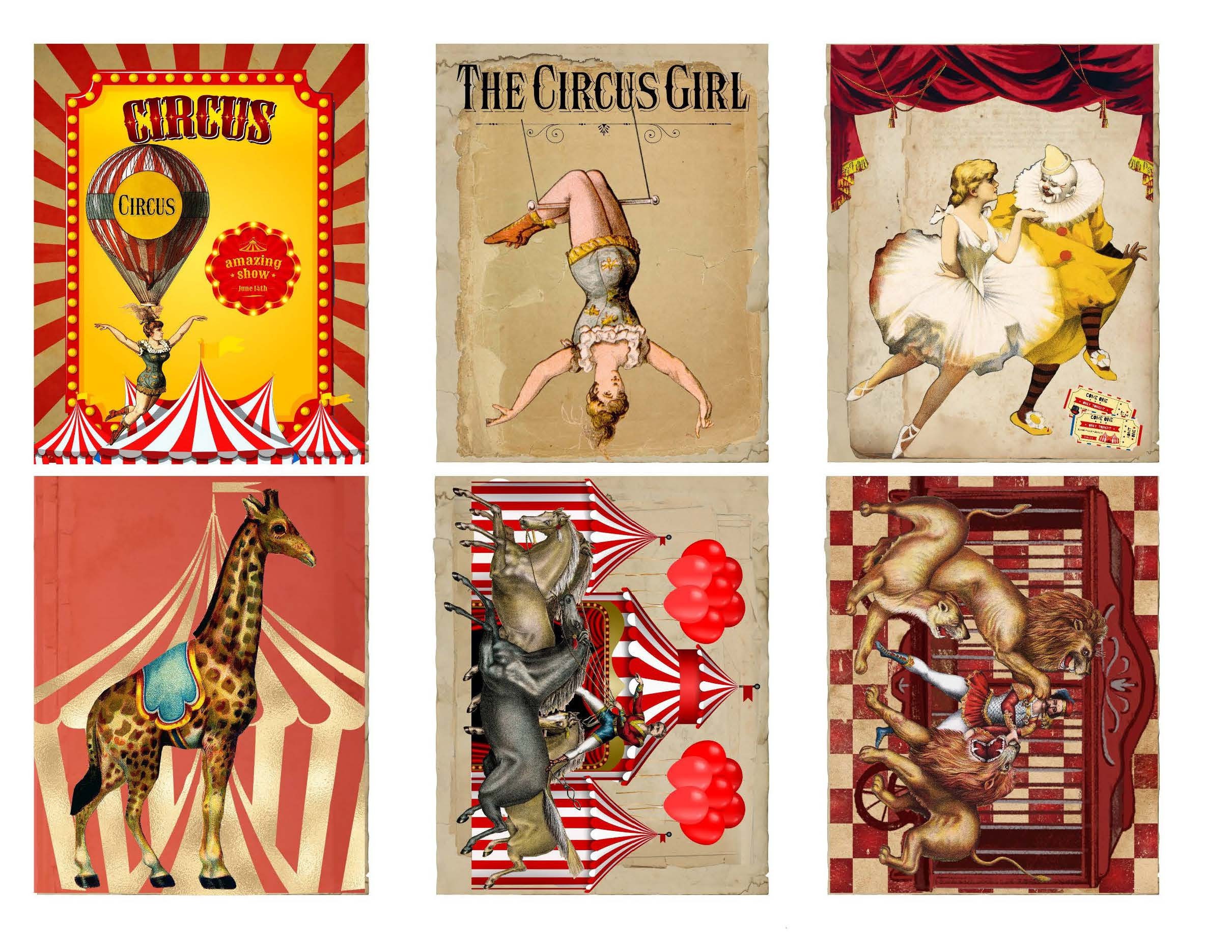 Circus Journal Cards Digital Download Ephemera Loaded - Etsy
