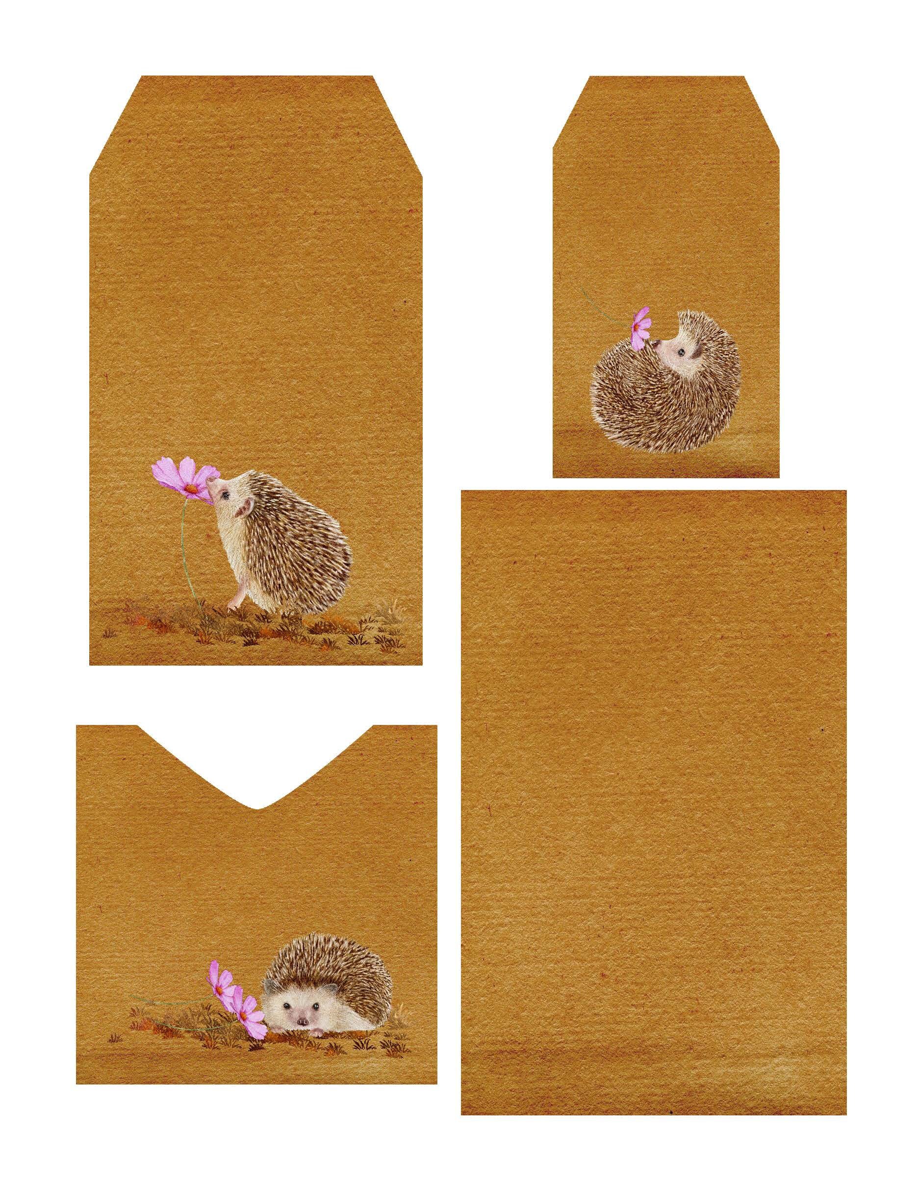 Hedgehog Digital Pocket Digital Download Ephemera Pocket - Etsy