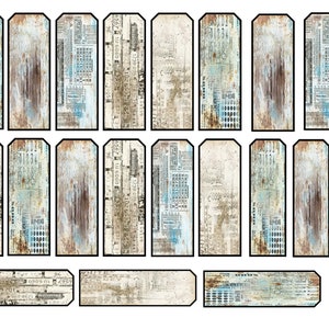 Printable Grunge Blue Tags, 10 Pages With a Variety of Sizes From Extra ...