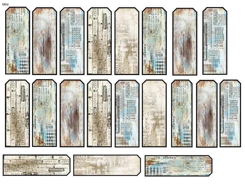 Printable Grunge Blue Tags 10 Pages With a Variety of Sizes - Etsy