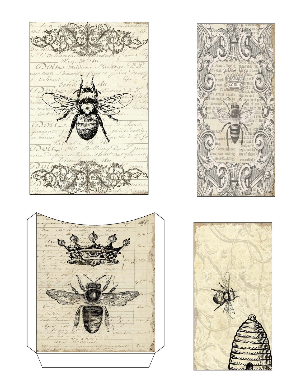 Digital Bee Pocket Digital Download Ephemera Pocket Digital - Etsy