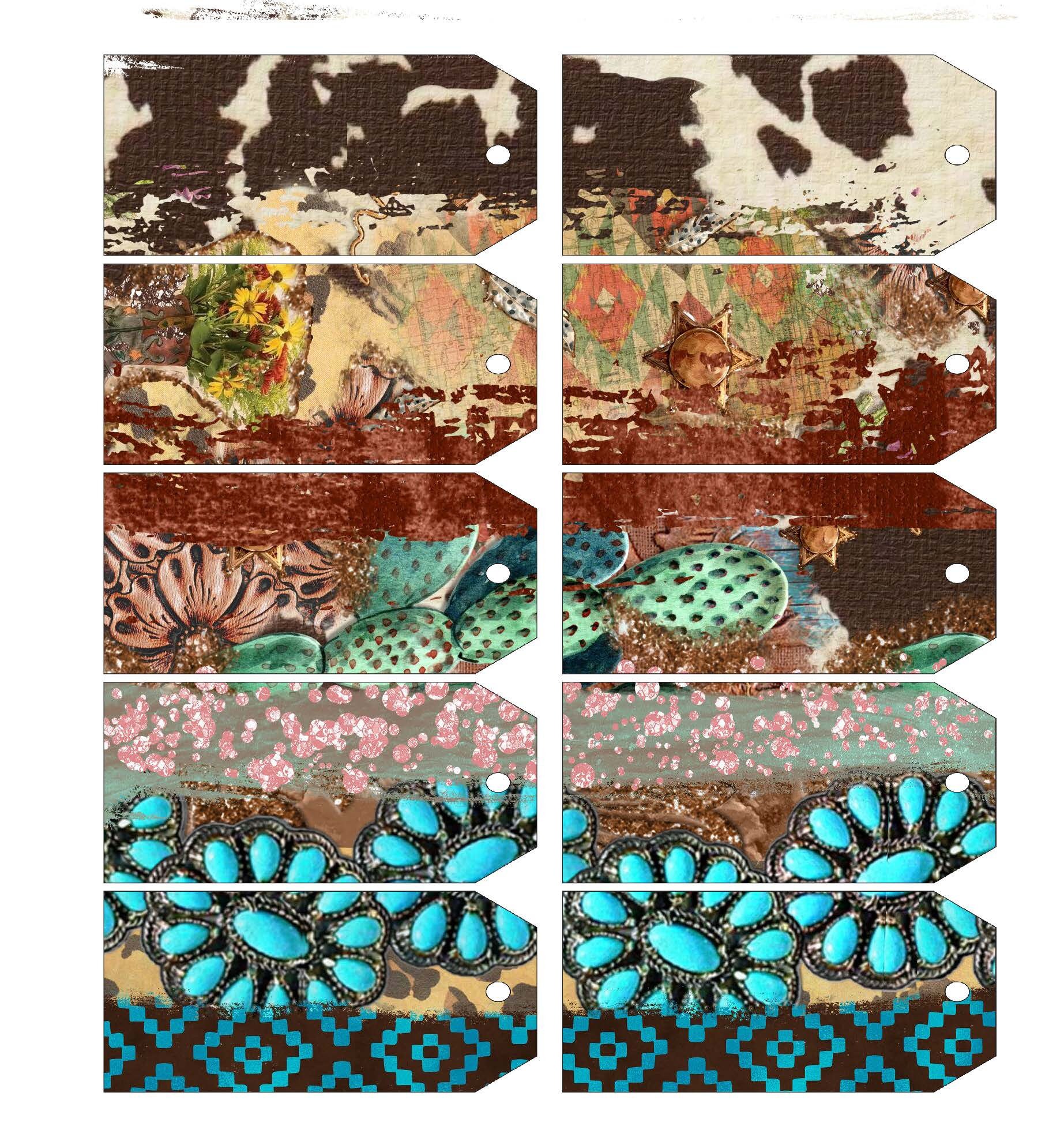 Western Digital Tags Digital Download Western Design Tags - Etsy