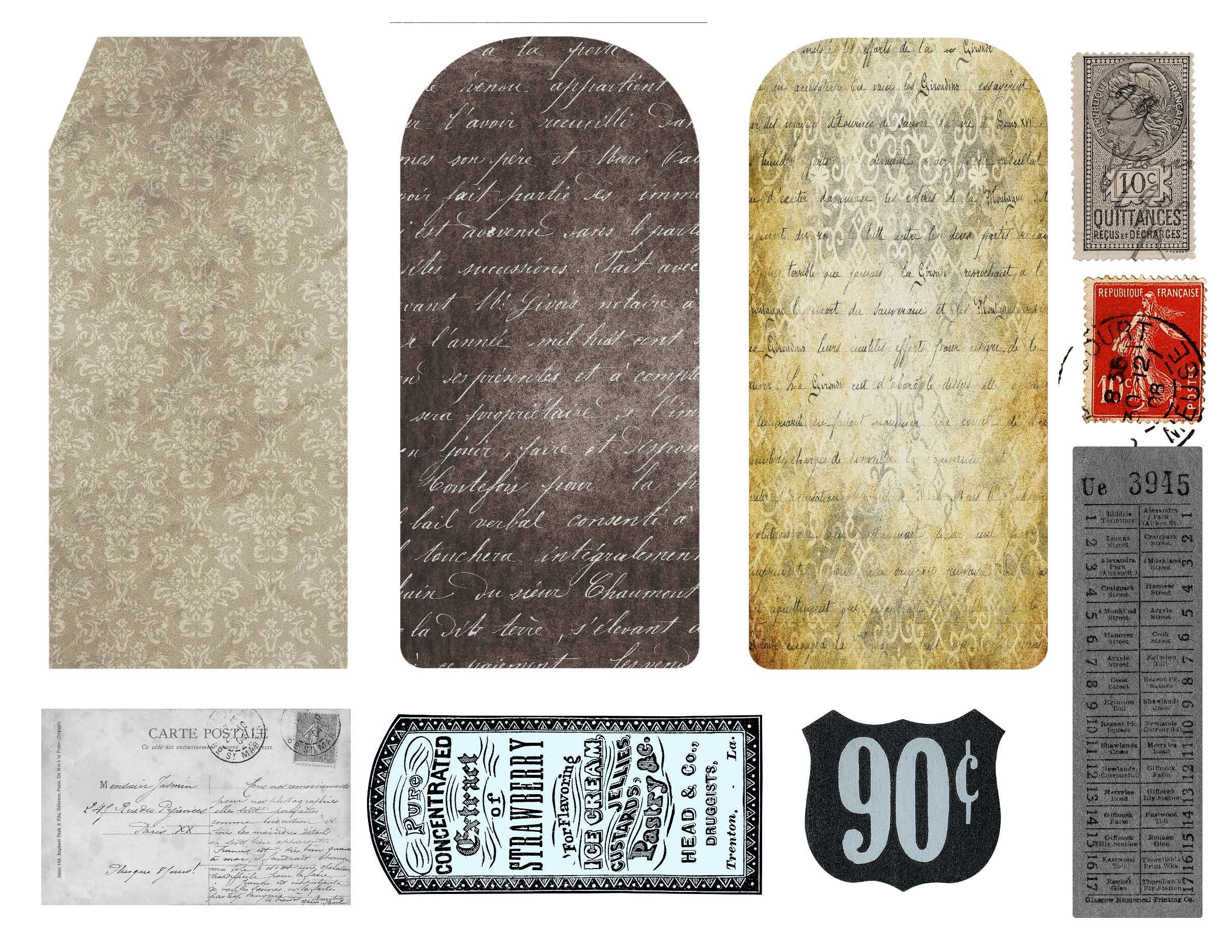 Antique Digital Library Tab Pocket Digital Download - Etsy