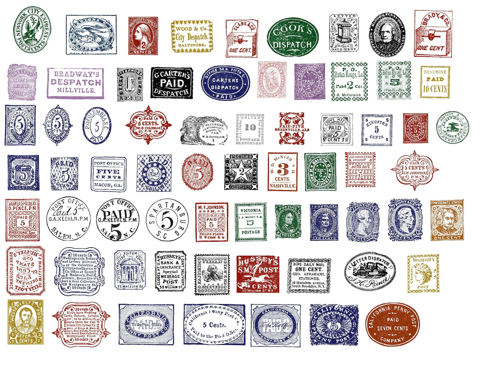 Stamps 5 Pages Printable Vintage Ephemera Instant - Etsy