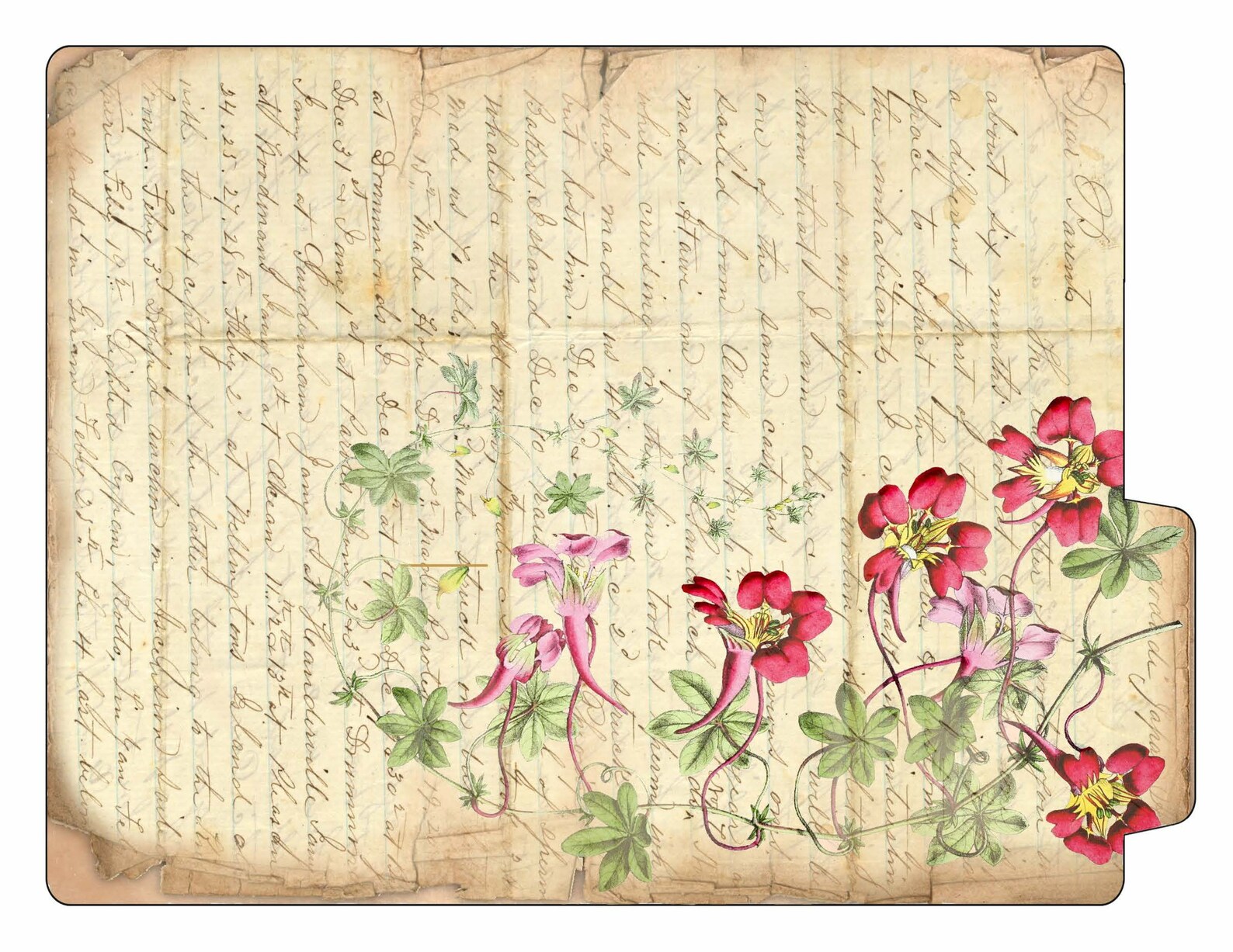 Vintage Floral Digital File Folder Set Digital Download - Etsy