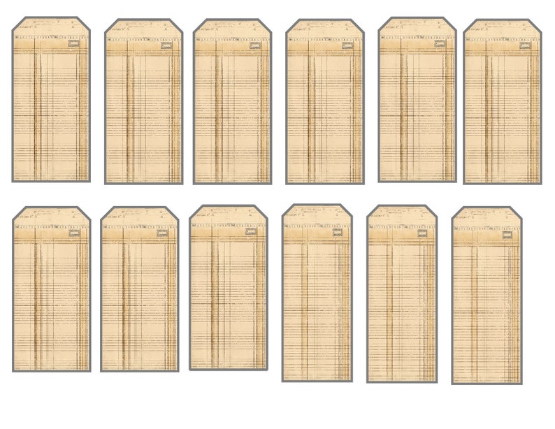 Printable Vintage Tan Ledger Tags, 9-pages, Digital Downloads, Variety ...
