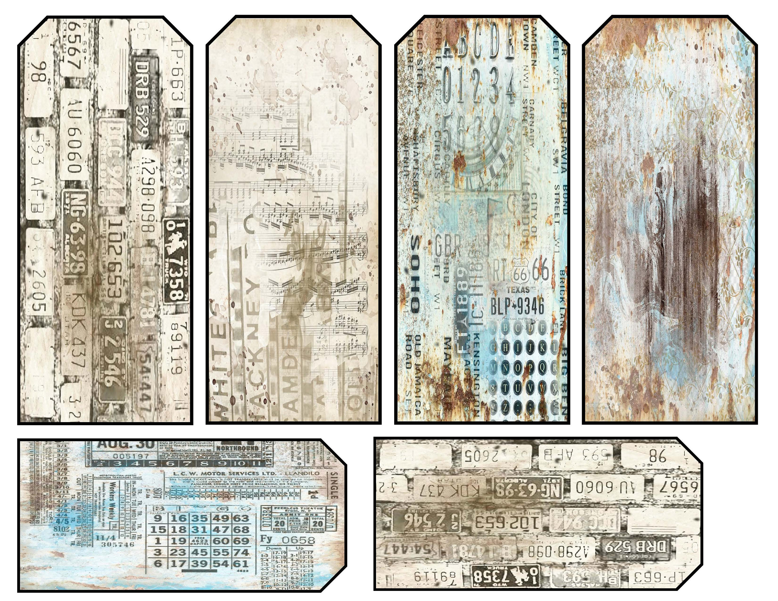 Printable Grunge Blue Tags 10 Pages With a Variety of Sizes - Etsy