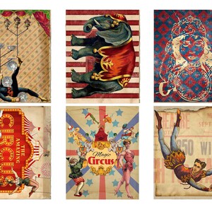 Circus Journal Cards, Digital Download, Ephemera, Loaded Pockets, Junk ...