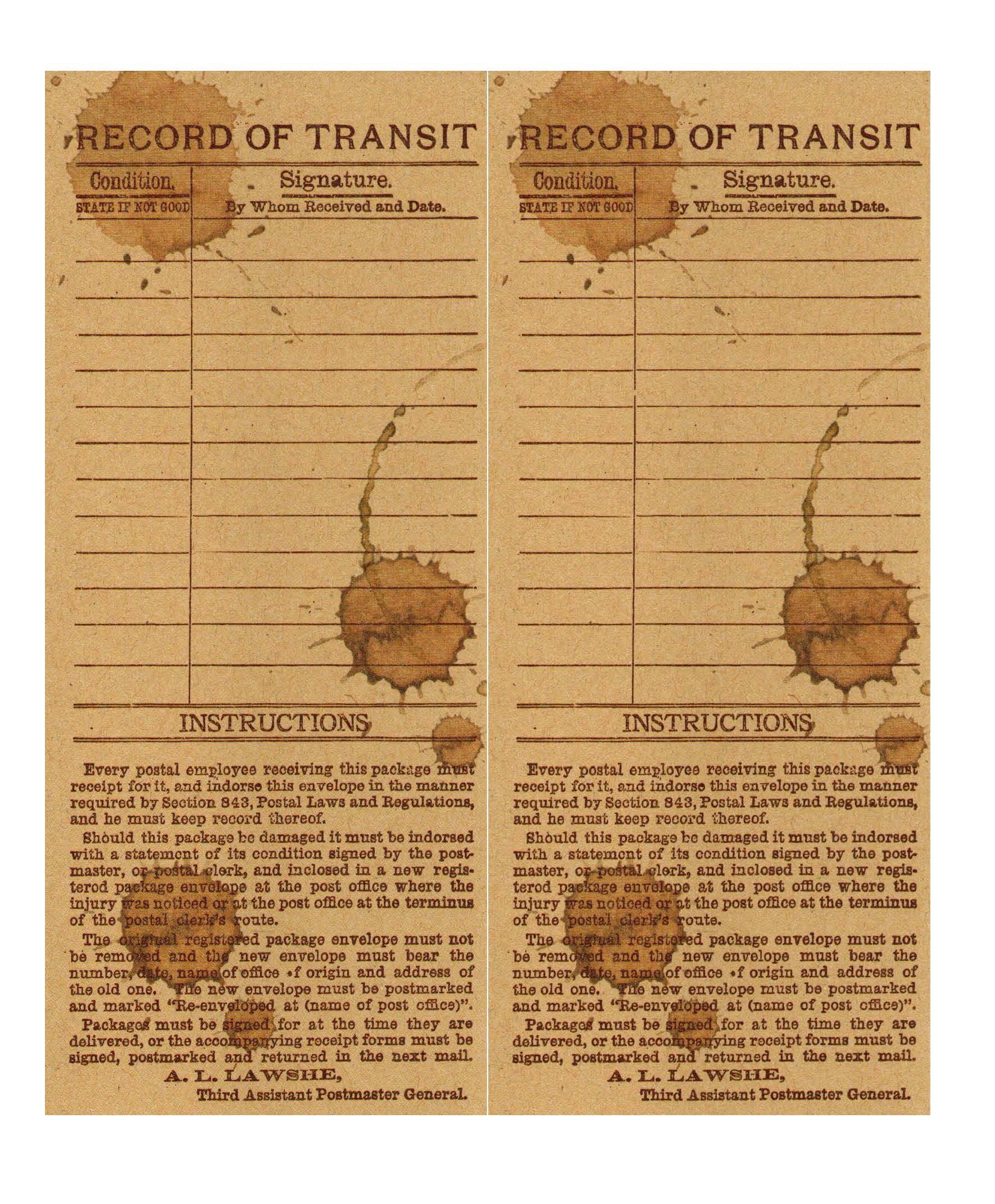 Record of Transit Form 6 Pages VIntage Digital Download | Etsy