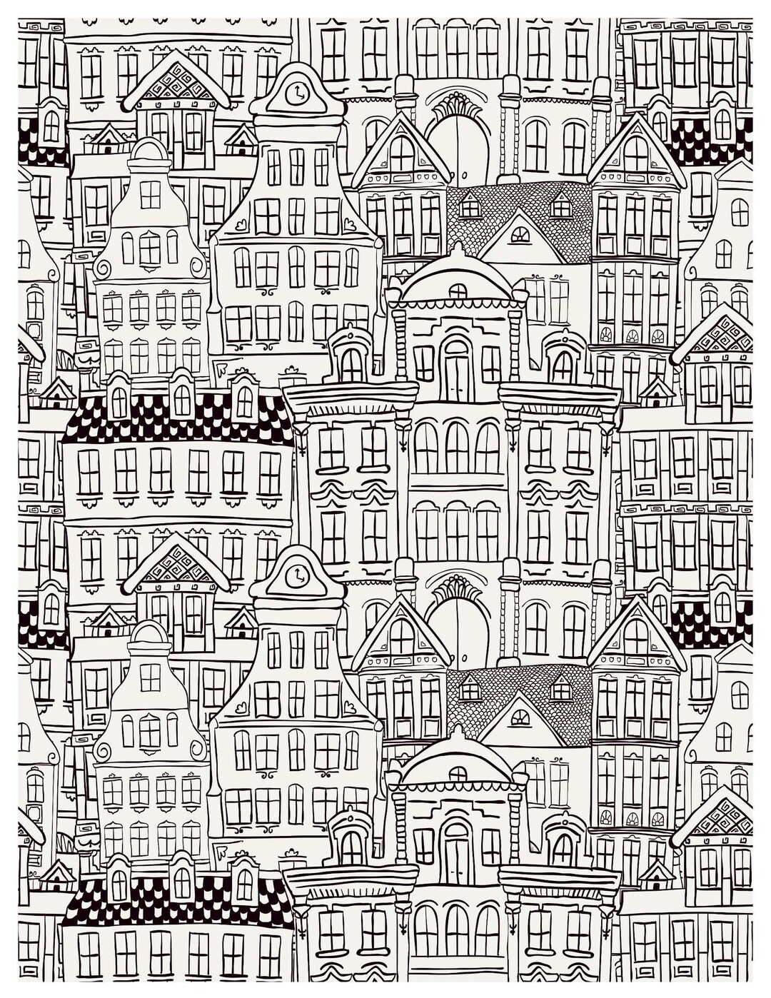 Paper, Hand Drawn House Paper, 5 Pages, Instant Download, Vintage ...