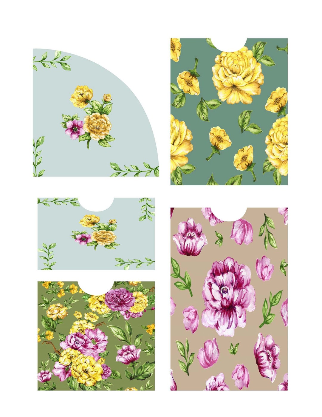 Sweet Floral 3 Multi Layered Pockets, Digital Download,, Ephemera ...