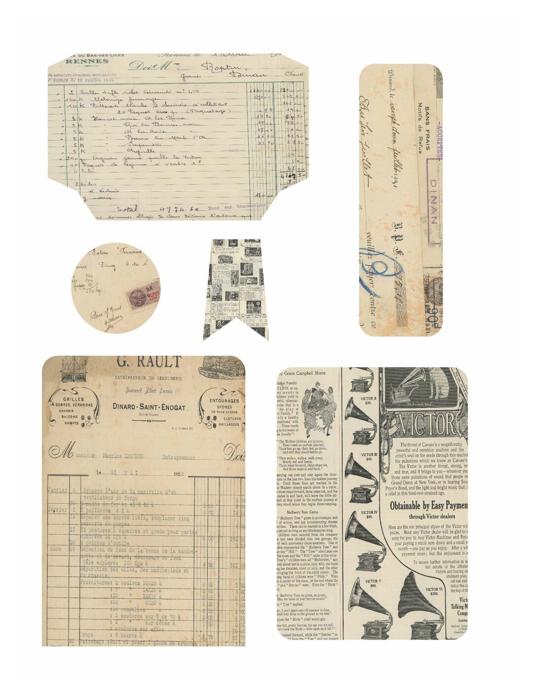 Antique Ephemera Loaded Pocket, Pocket, Physical Pocket, Vintage ...