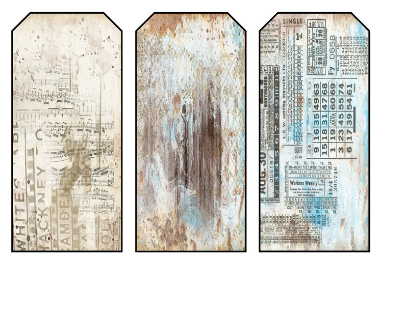 Printable Grunge Blue Tags 10 Pages With a Variety of Sizes - Etsy