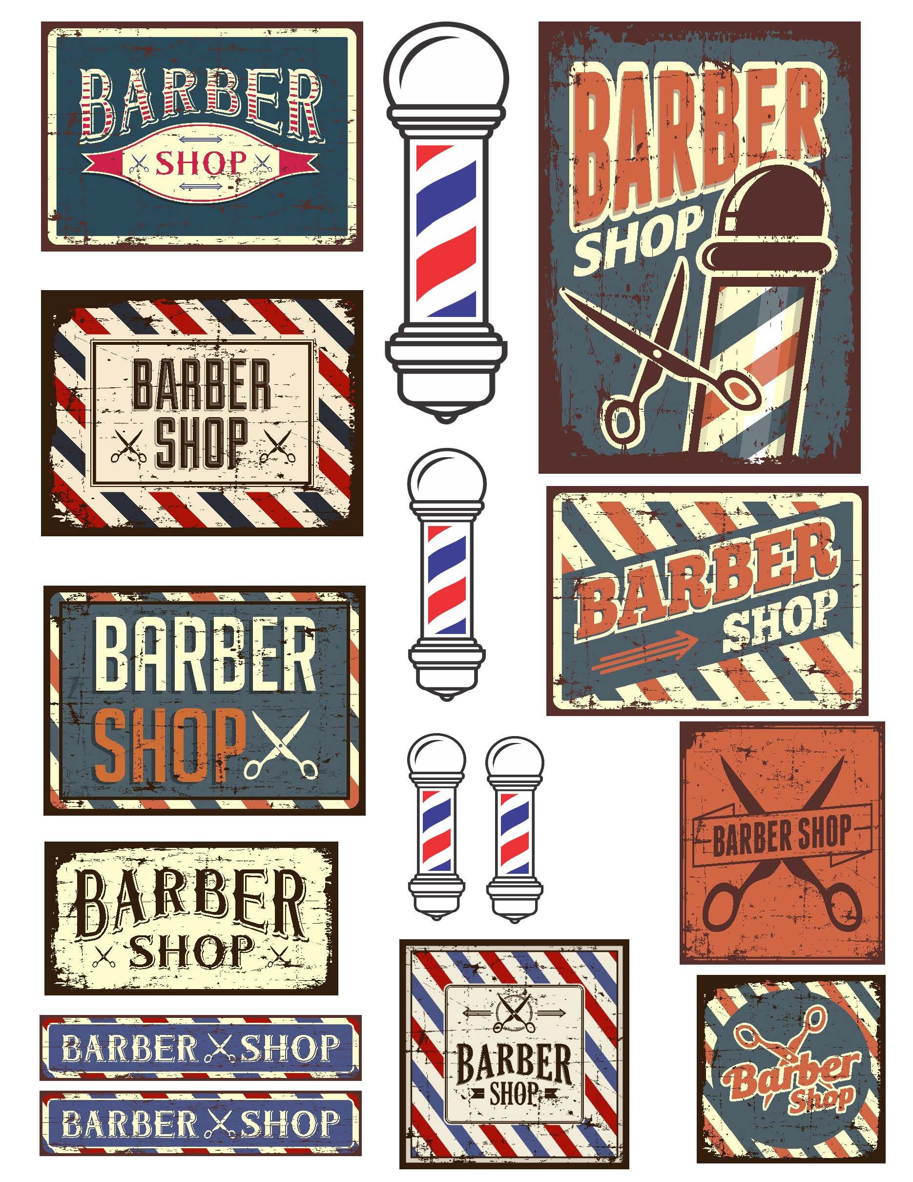 Vintage Barber Signs Digital Download Ephemera Junk - Etsy
