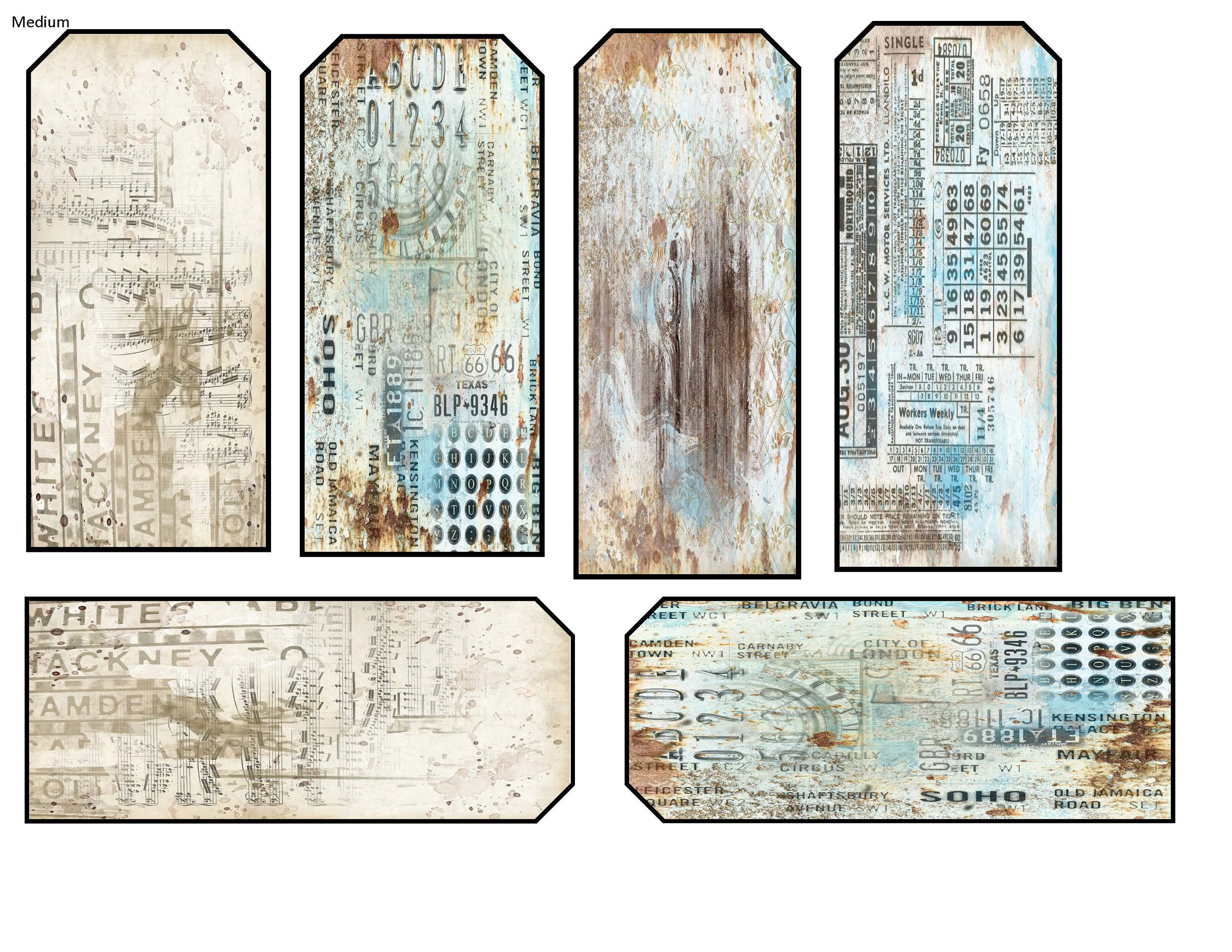Printable Grunge Blue Tags 10 Pages With a Variety of Sizes - Etsy