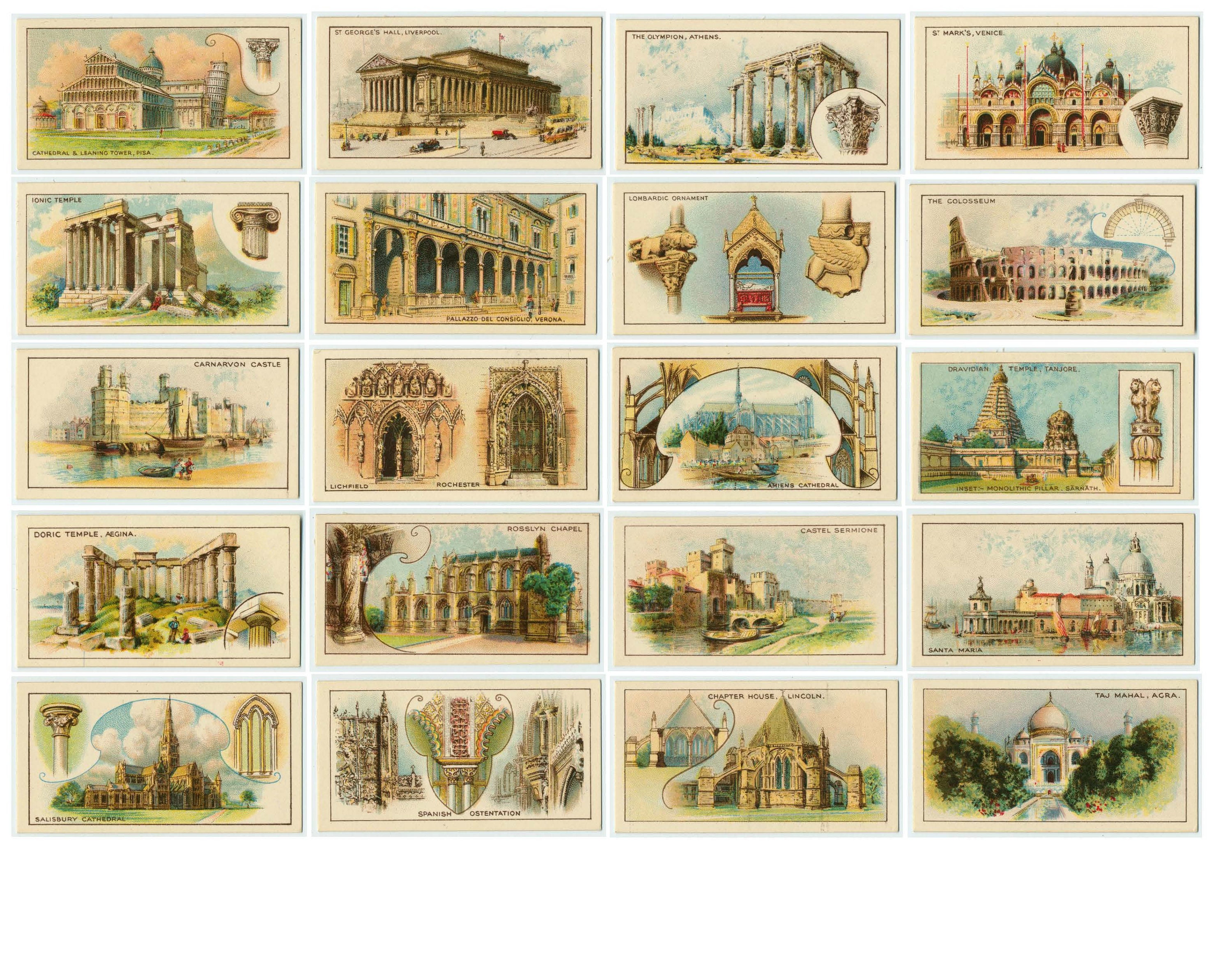 Building Famous Tea Cards 3 Pages Digital Downloads | Etsy