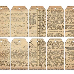 Vintage Book Page Tags Digital Download Ephemera Junk | Etsy