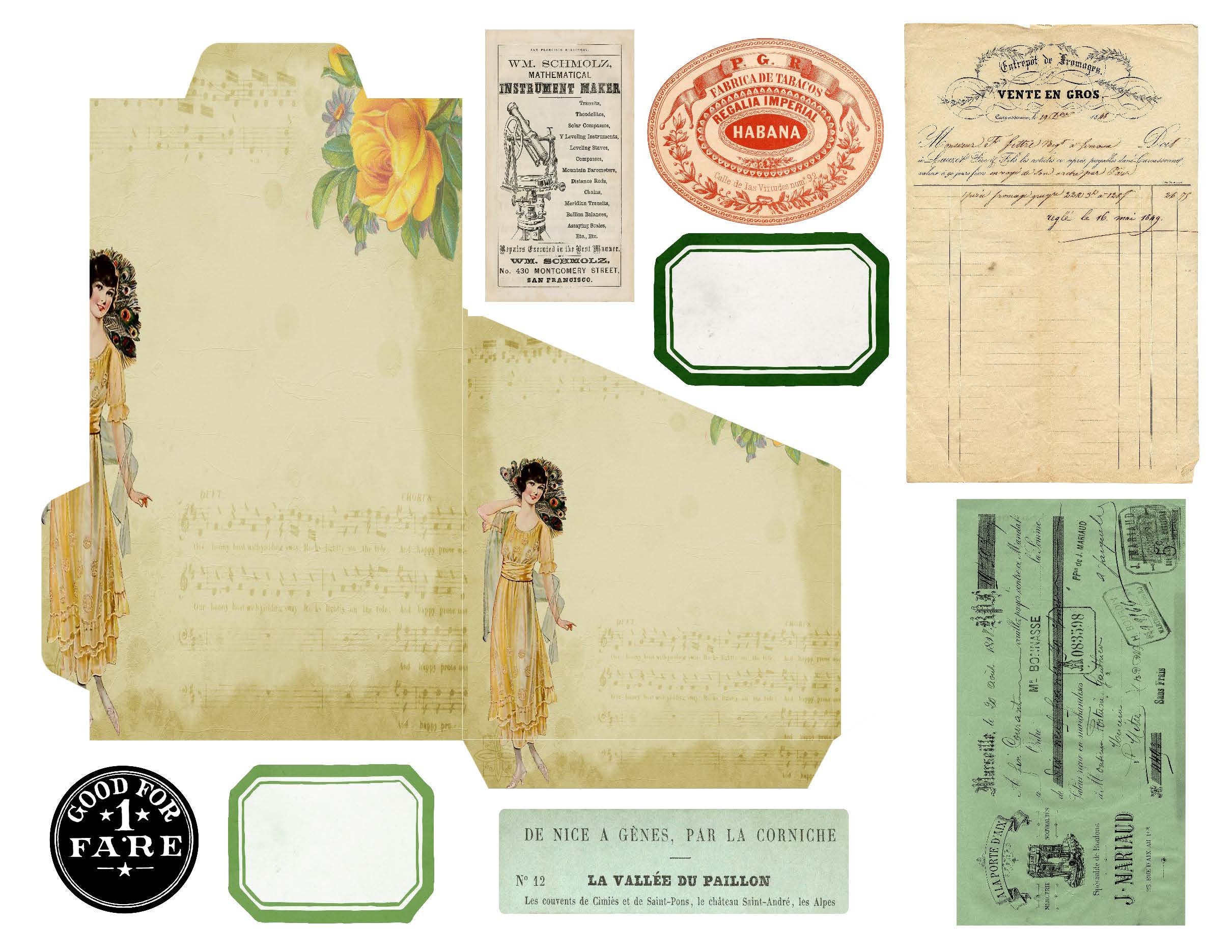 Vintage Day Out Tab Pocket, Digital Download, Ephemera, Junk Journals ...