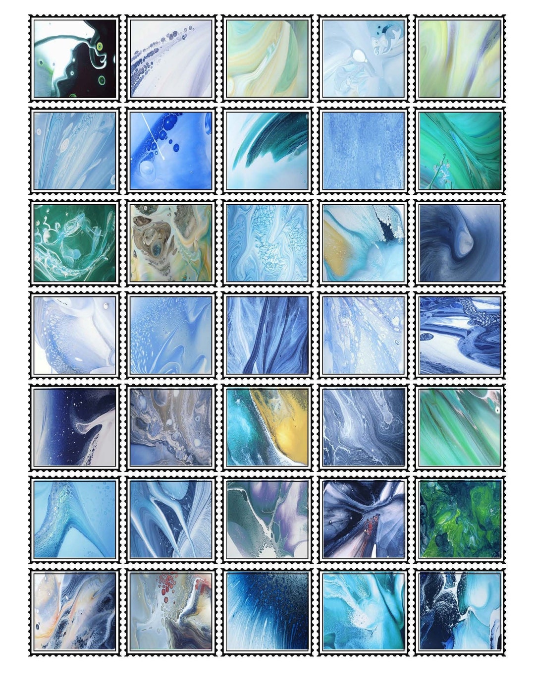 Stamps, Abstract Blue, Digital Download, Faux Stamps, Ephemera, Junk ...