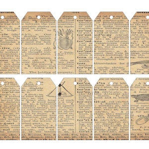 Vintage Book Page Tags Digital Download Ephemera Junk | Etsy