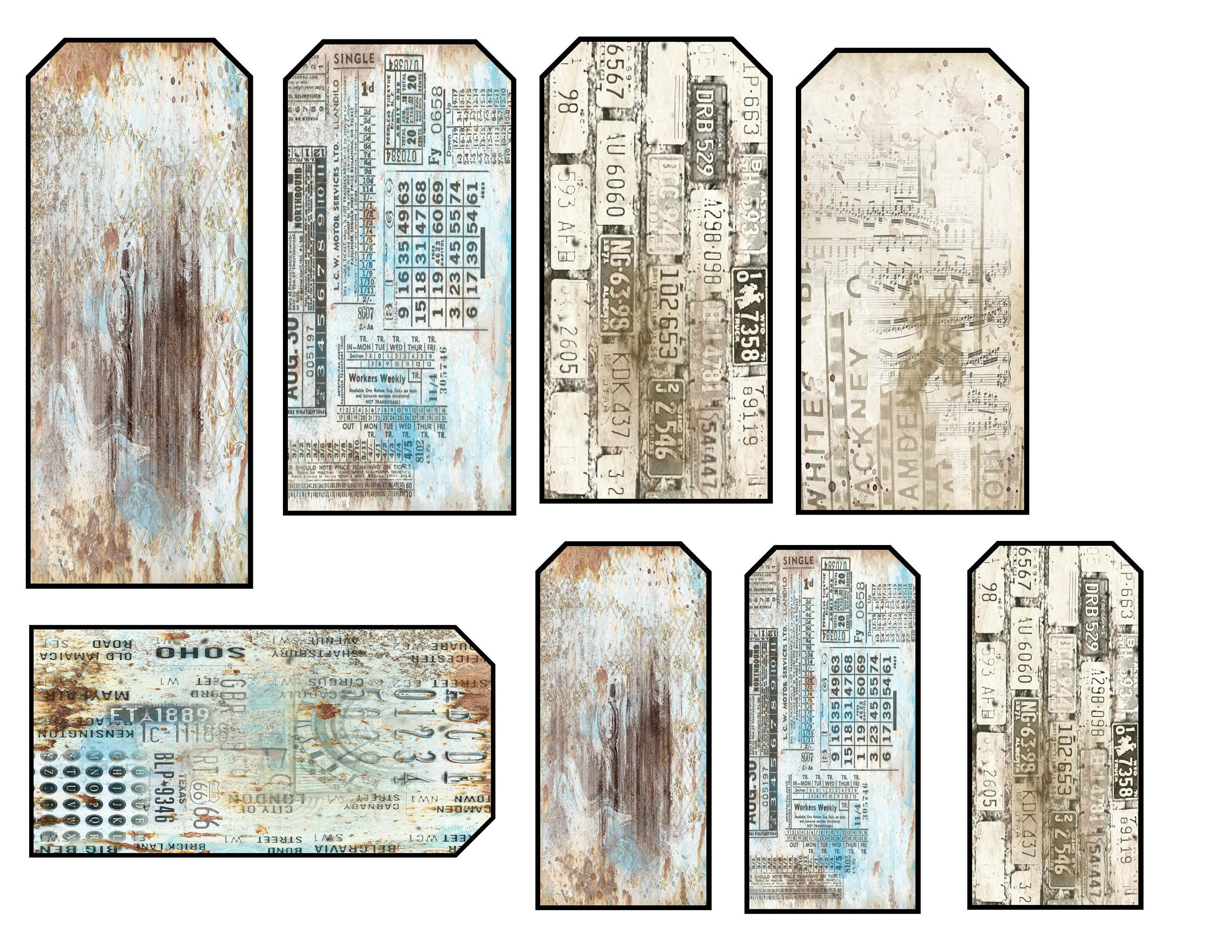 Printable Grunge Blue Tags 10 Pages With a Variety of Sizes - Etsy