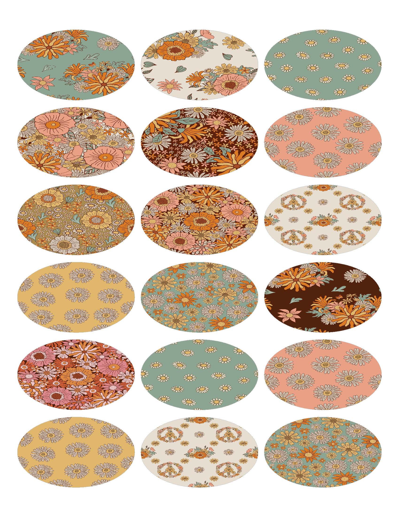 Groovy Oval Labels Digital Download Ephemera Junk Journals - Etsy