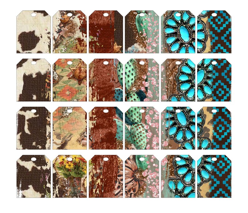 Western Digital Tags Digital Download Western Design Tags - Etsy