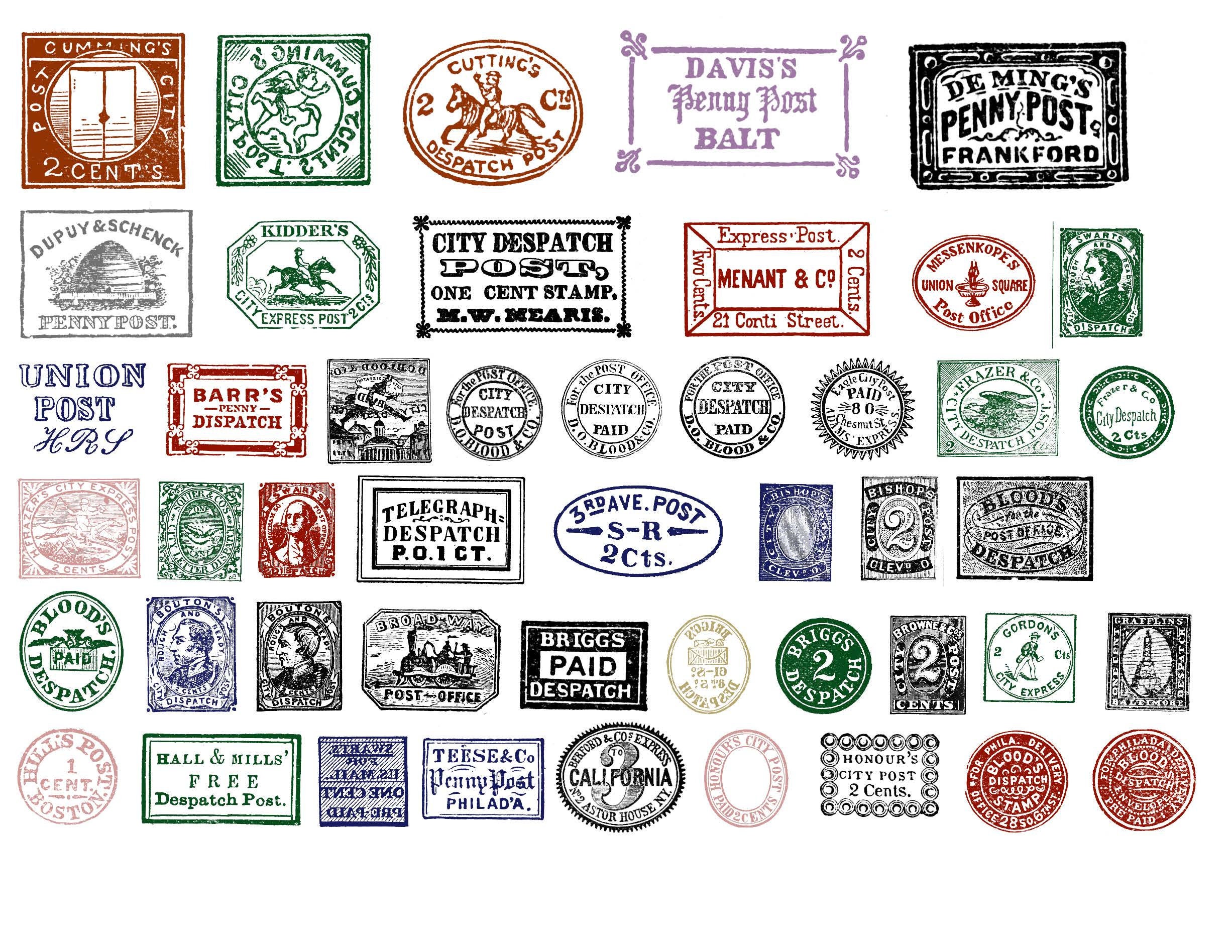 Stamps 5 Pages Printable Vintage Ephemera Instant - Etsy
