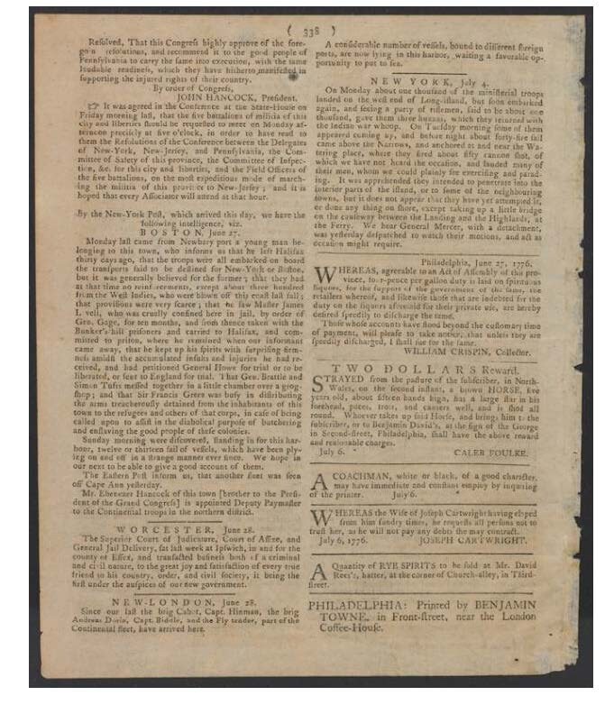 Newspaper Vintage July 1776 4 Pages Digital Downloads - Etsy