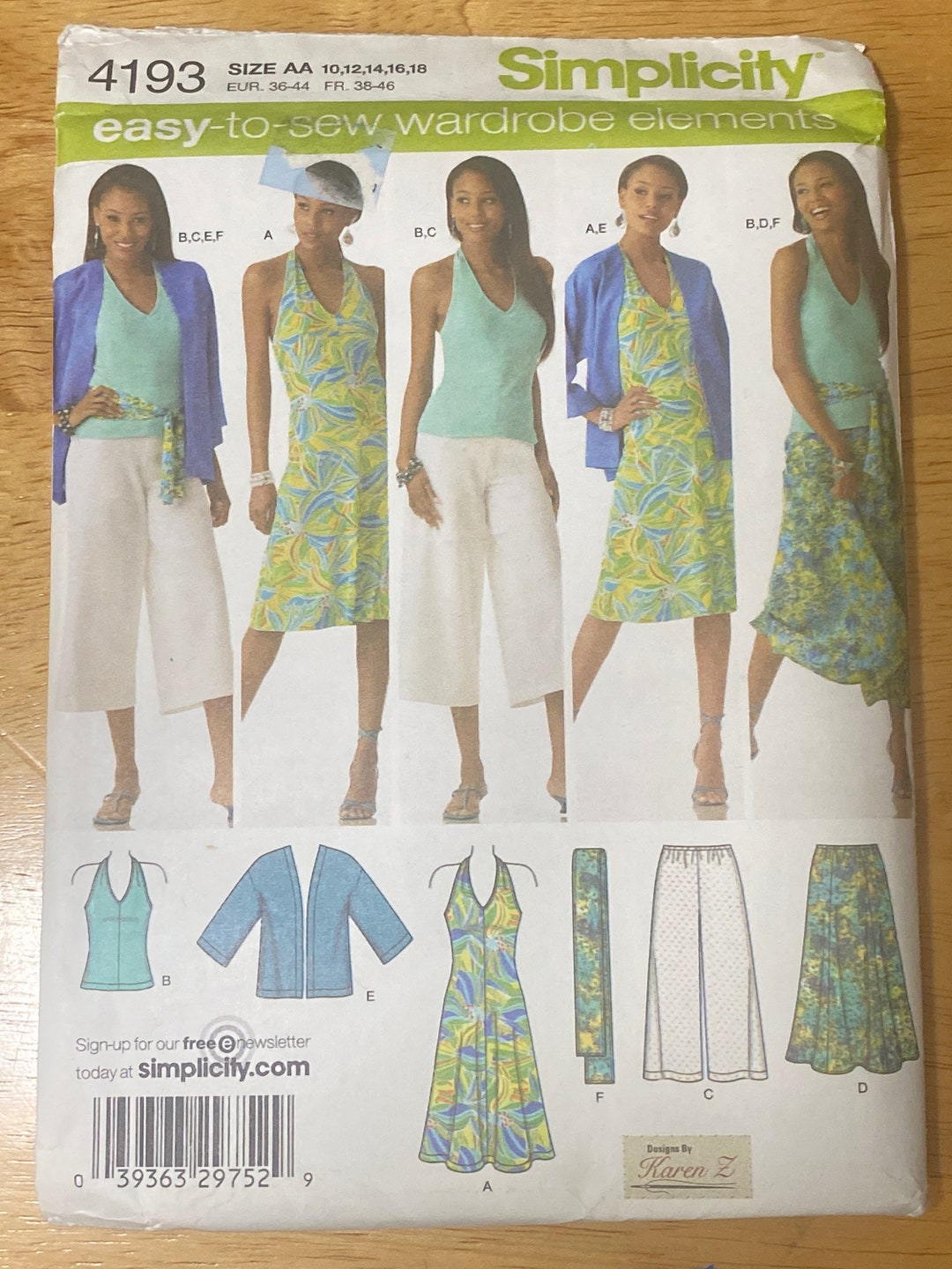 Uncut Simplicity Wardrobe Essentials Pattern 4193 US Sizes 10-12-14-16 ...