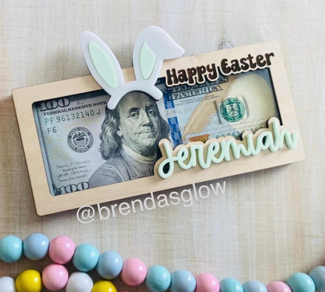 Personalized Easter Bunny Money Holder, Easter Gift for Kids ...