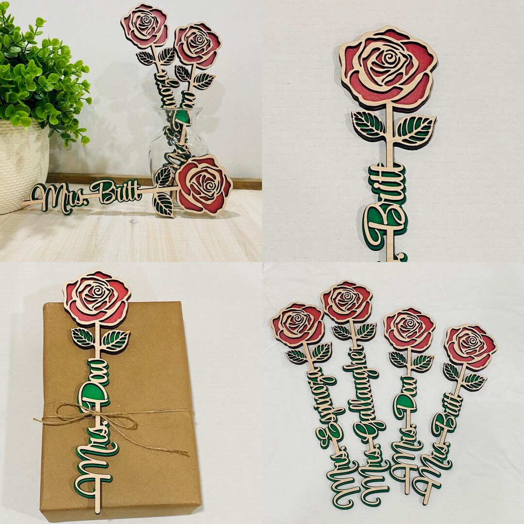 Personalized Teacher Rose Name Sign – Custom Gift for Teacher ...