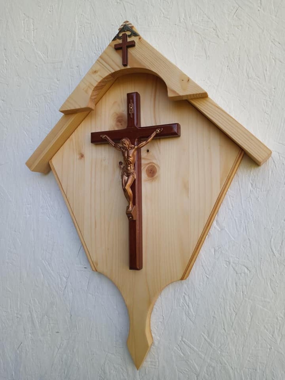 Beautiful Handcrafted Catholic Shrine, Wooden Catholic Crucifix Shrine ...