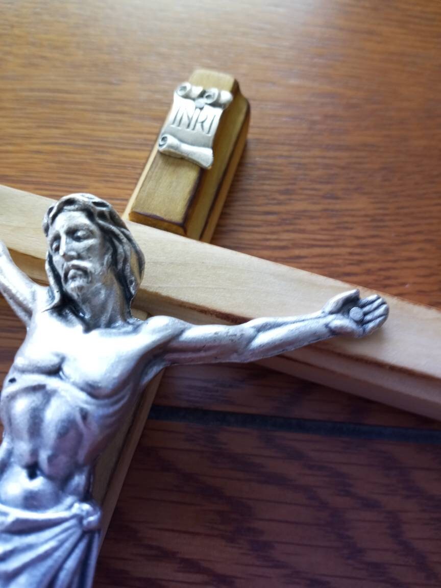 Handcrafted Wooden Crucifix With Oxidized Silver Corpus | Etsy