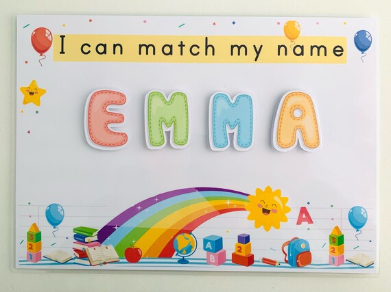 Matching name velcro activity EYFS | Etsy