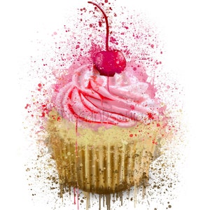 Pink, Cherry, Cupcake, Splatter, Art Print, Unframed - Etsy